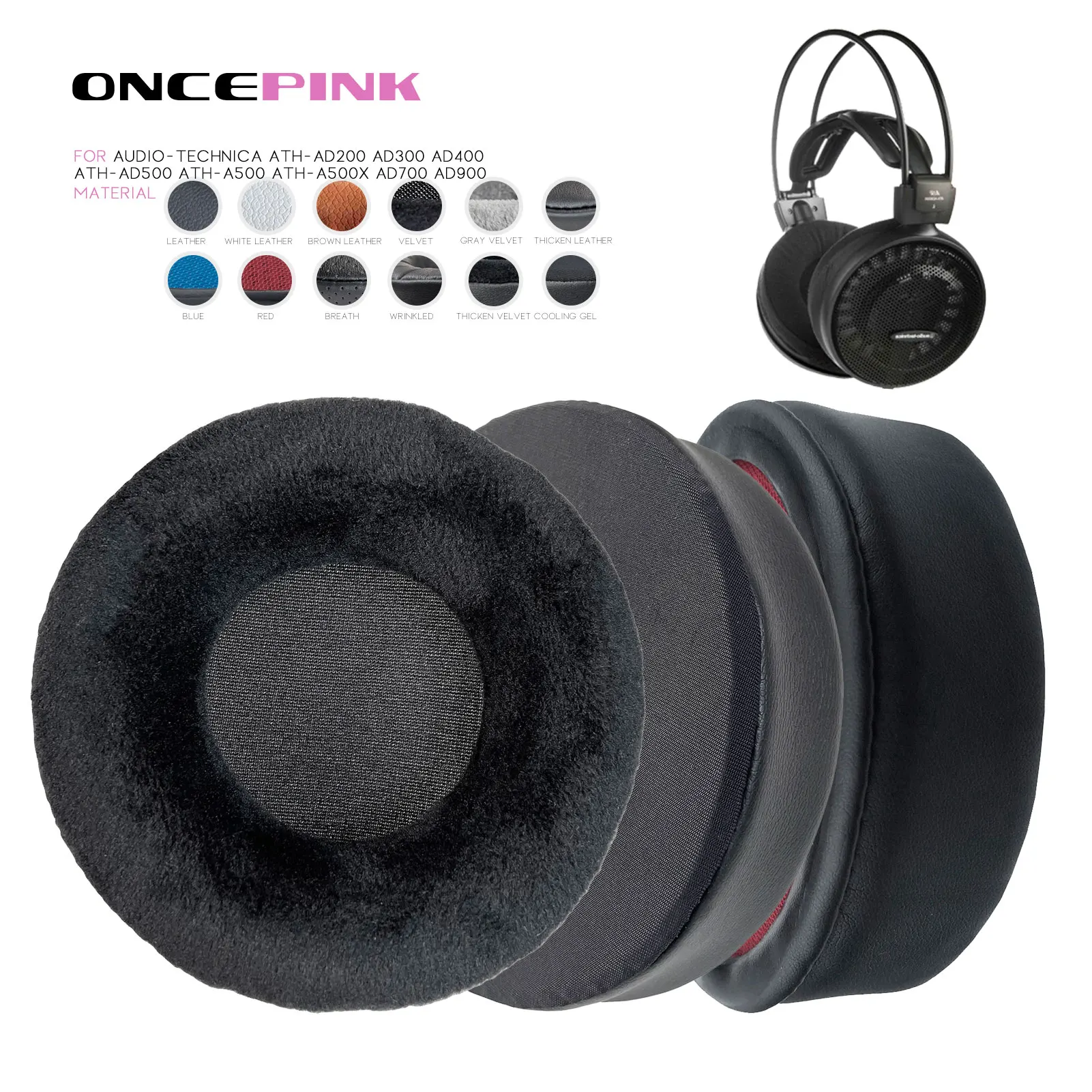 Oncepink-Replacement-Ear-Pads-for-Audio-Technica-ATH-AD200-AD300-AD400 ...