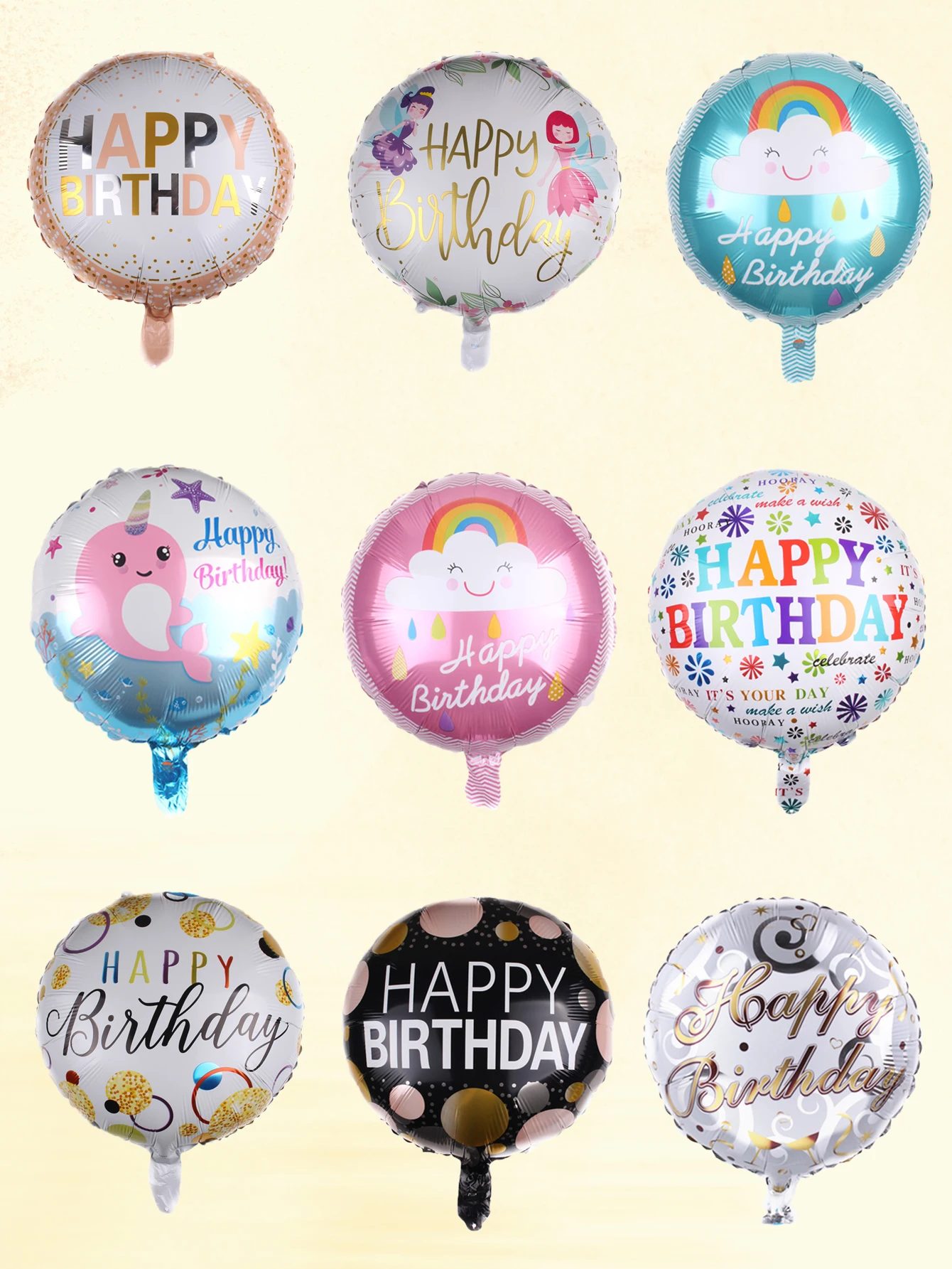 10pcs-18-Inch-Round-Happy-Birthday-Balloons-Set-Birthday-Party ...