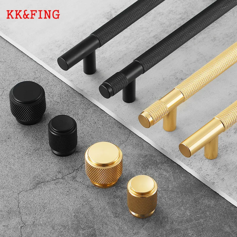 KK&FING Modern Aluminum Alloy Black Gold Kitchen Cabinet Handles and ...