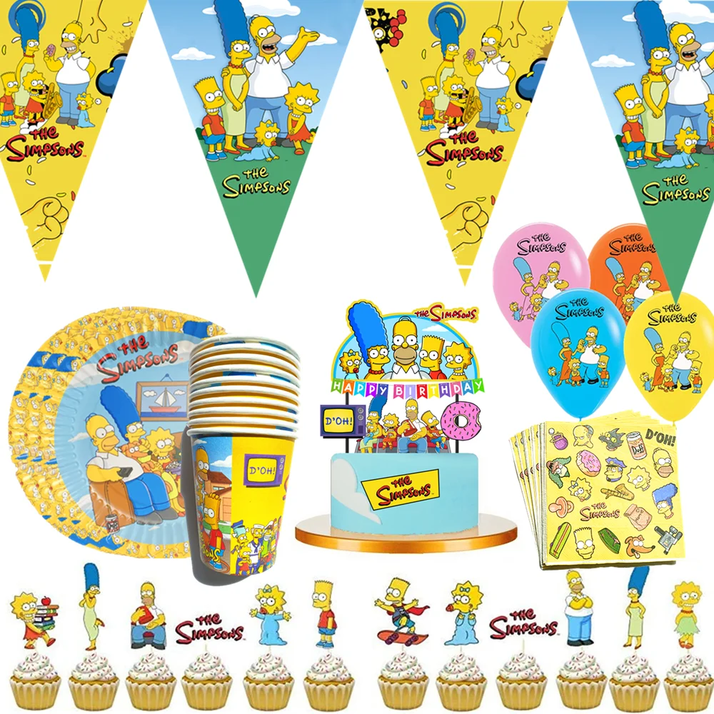 Simpsons-Party-Supplies-Decorations-Kids-Birthday-Disposable-Tableware ...