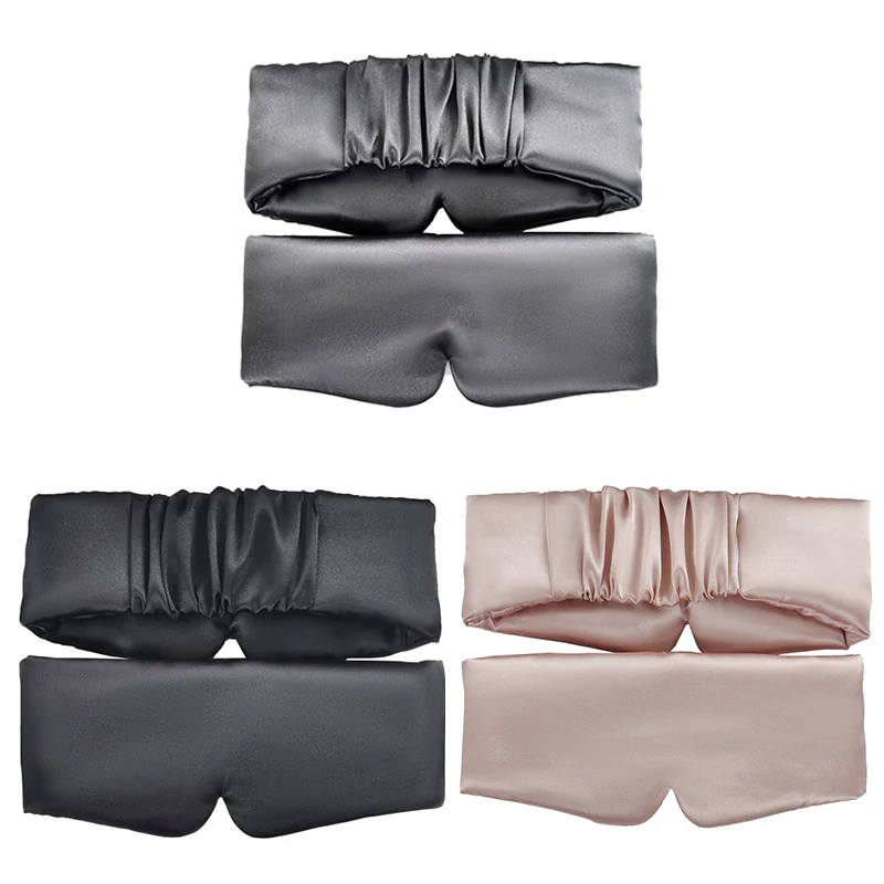 La couleur noire Masque de sommeil en Satin de soie pour hommes et ...