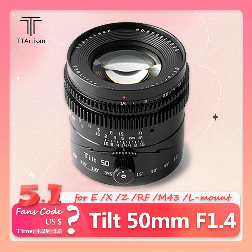 TTArtisan-Tilt-50mm-F1-4-MF-Full-Frame-Camera-Lens-for-Studio ...