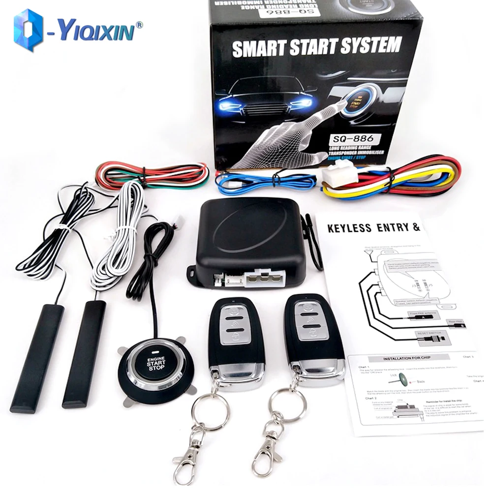 Yiqixin Car Alarm Keyless Entry Engine System Remote Control Start Stop ...