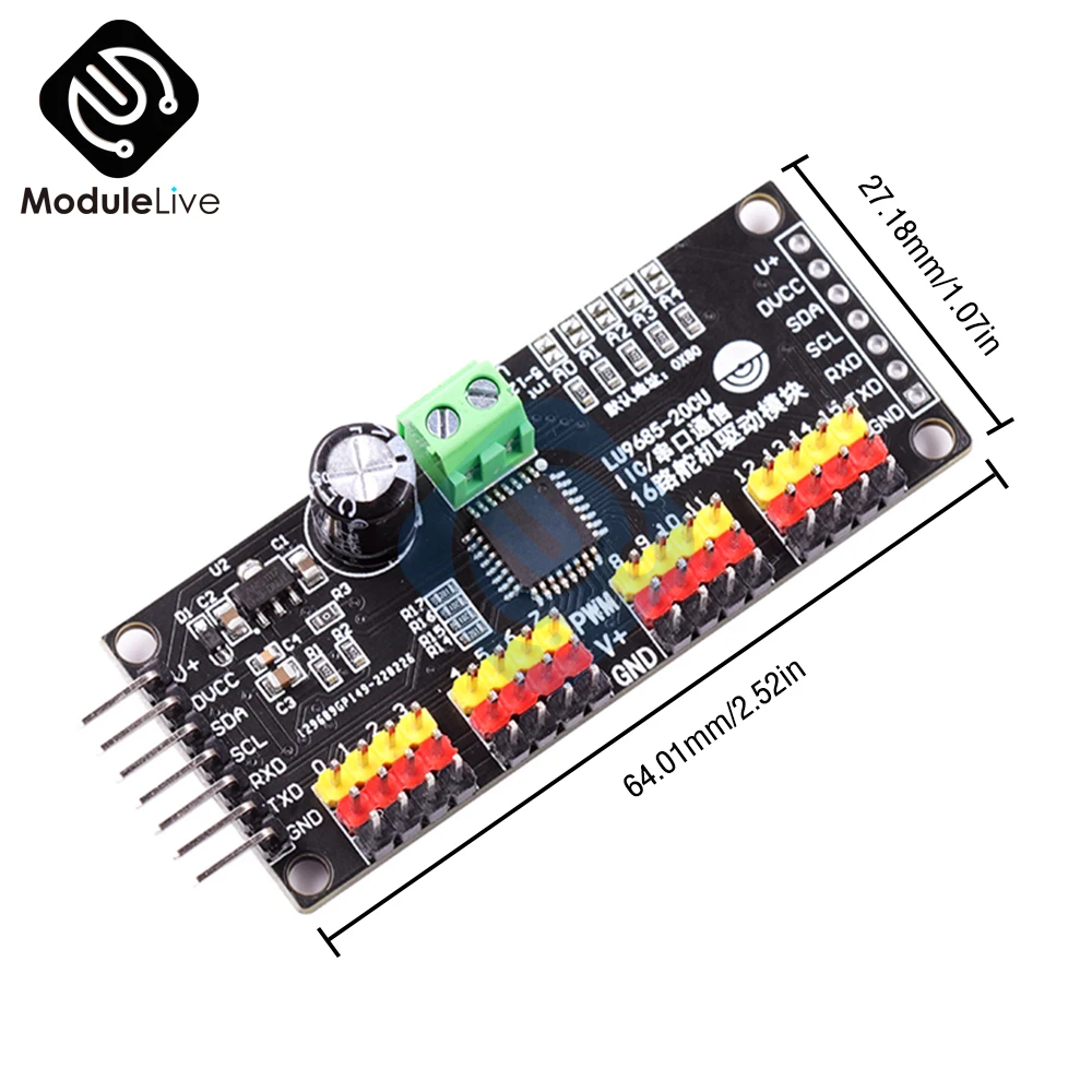 16-Channel-12-bit-PWM-Servo-Driver-I2C-interface-PCASteering-Gear-Drive ...