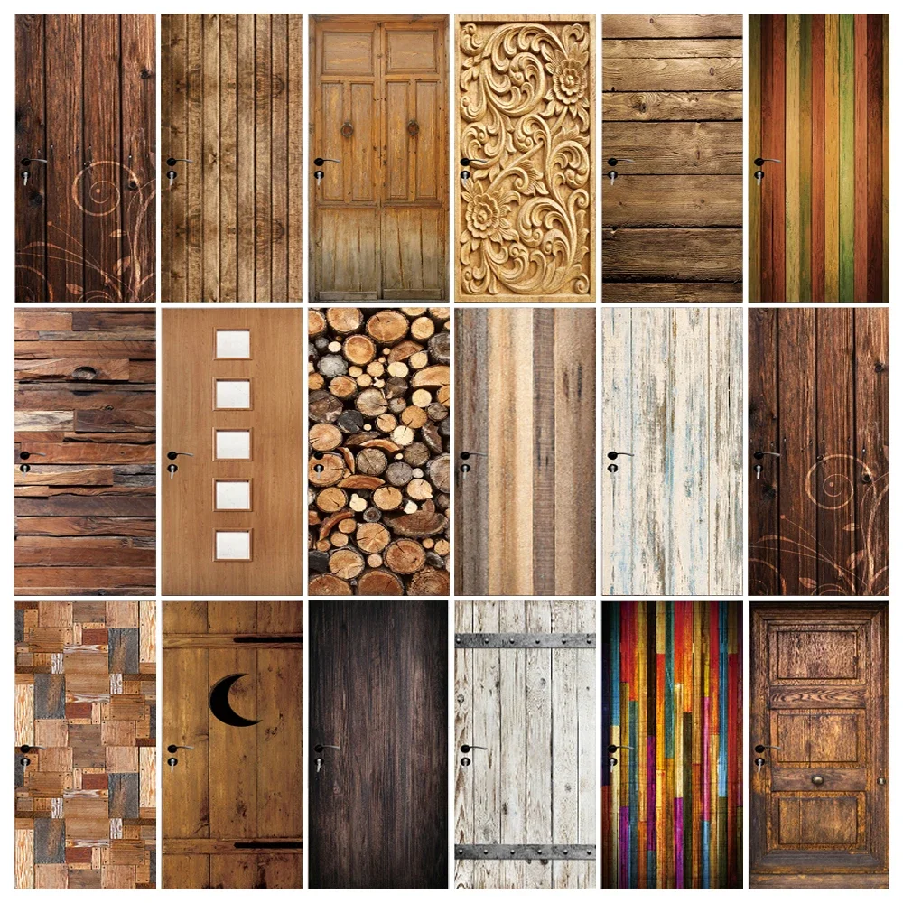 Wood-Grain-Retro-Door-Stickers-Warm-Color-Wall-Stickers-Home-Decoration ...