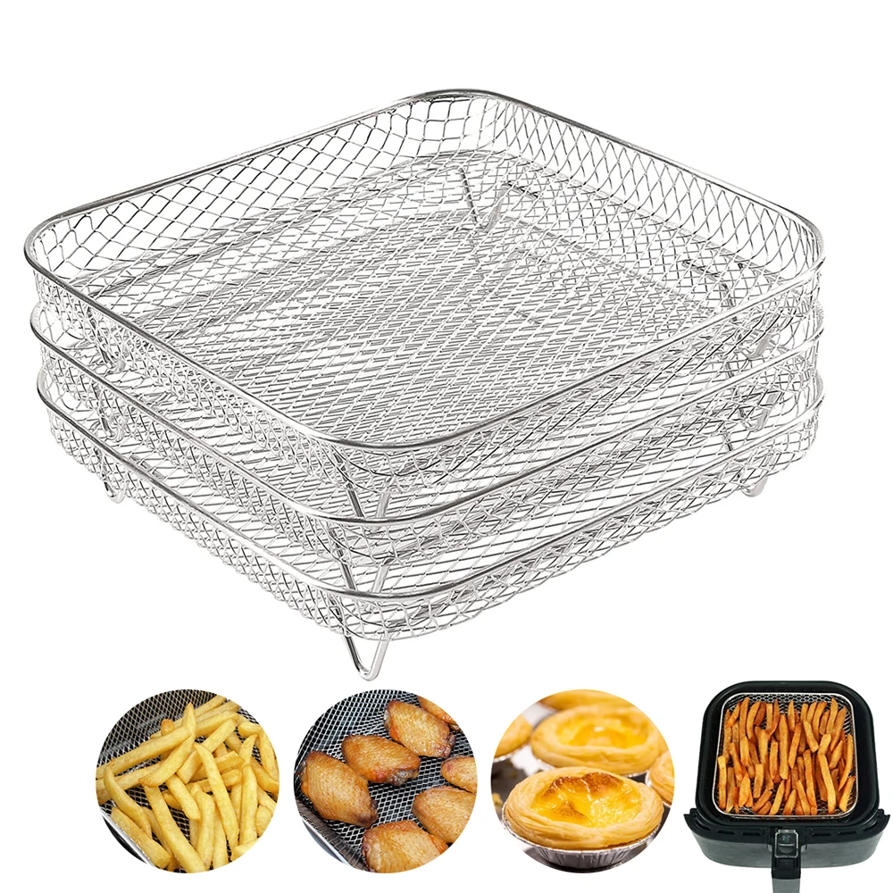 3Layer-Air-Fryer-Racks-Stainless-Steel-Square-Air-Fryer-Basket-Tray ...