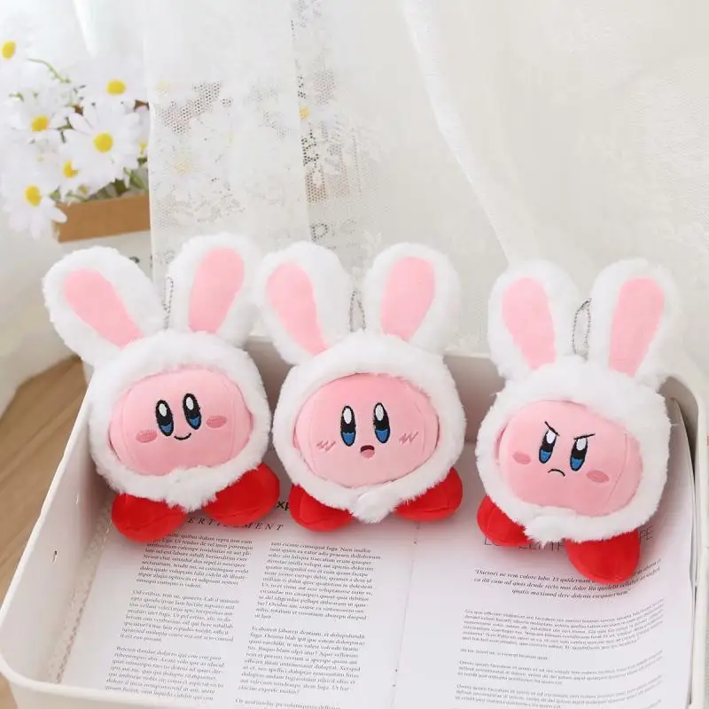 Rabbit Kirby Plush Keychain Kawaii Pink Cartoon Rabbit Star Kirby Lover ...