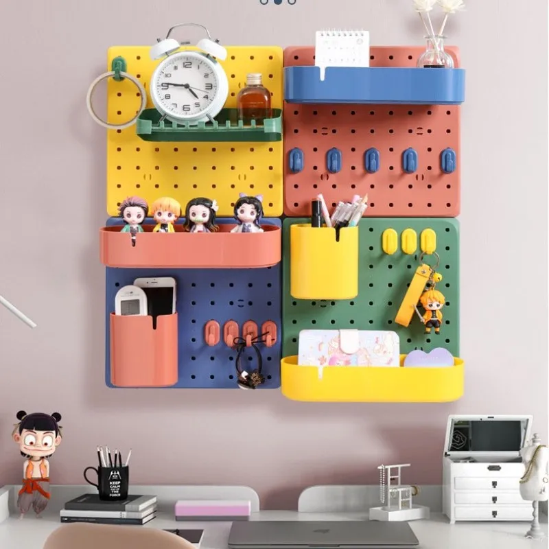 DIY-Hole-Board-Wall-Shelf-Hooks-Desk-Organizer-Make-Up-Organizers-Room ...