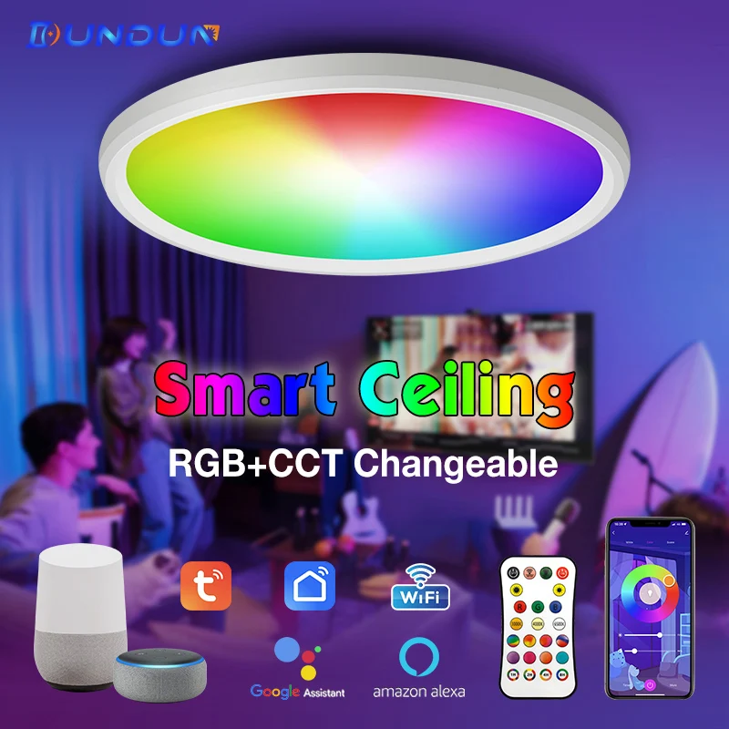 Smart Light Ceiling Lamp Google Home | Led Ceiling Light Smart Wifi ...