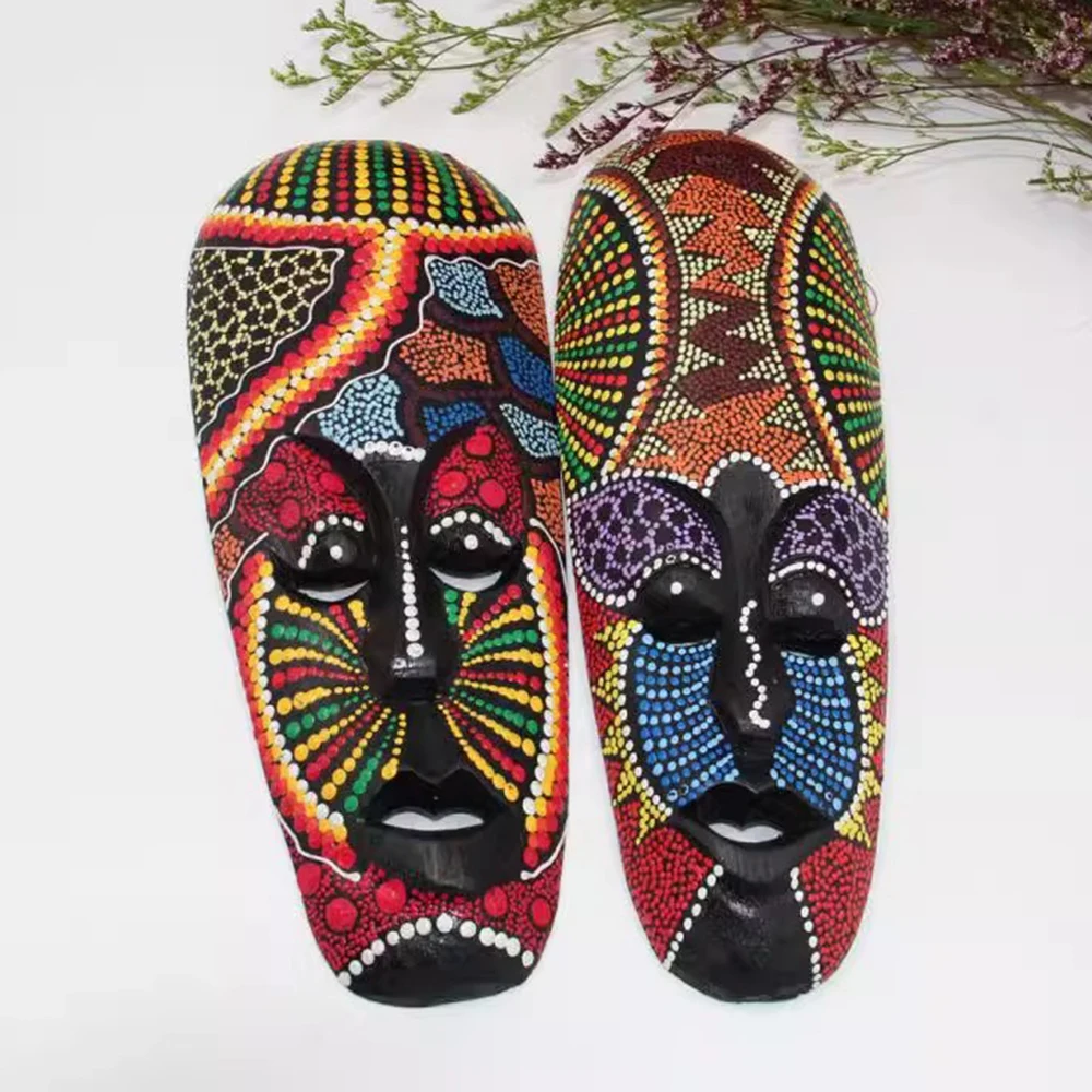 Thai woodcarving mask wall decorations, African pointillism facial ...