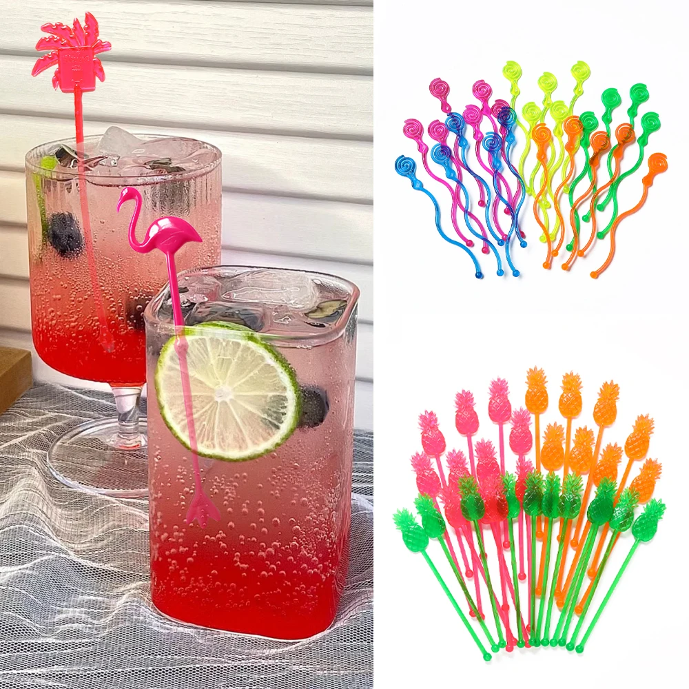 Colorful-Summer-Juice-Drink-Stirrers-Flamingo-Cocktail-Swizzle-Sticks ...