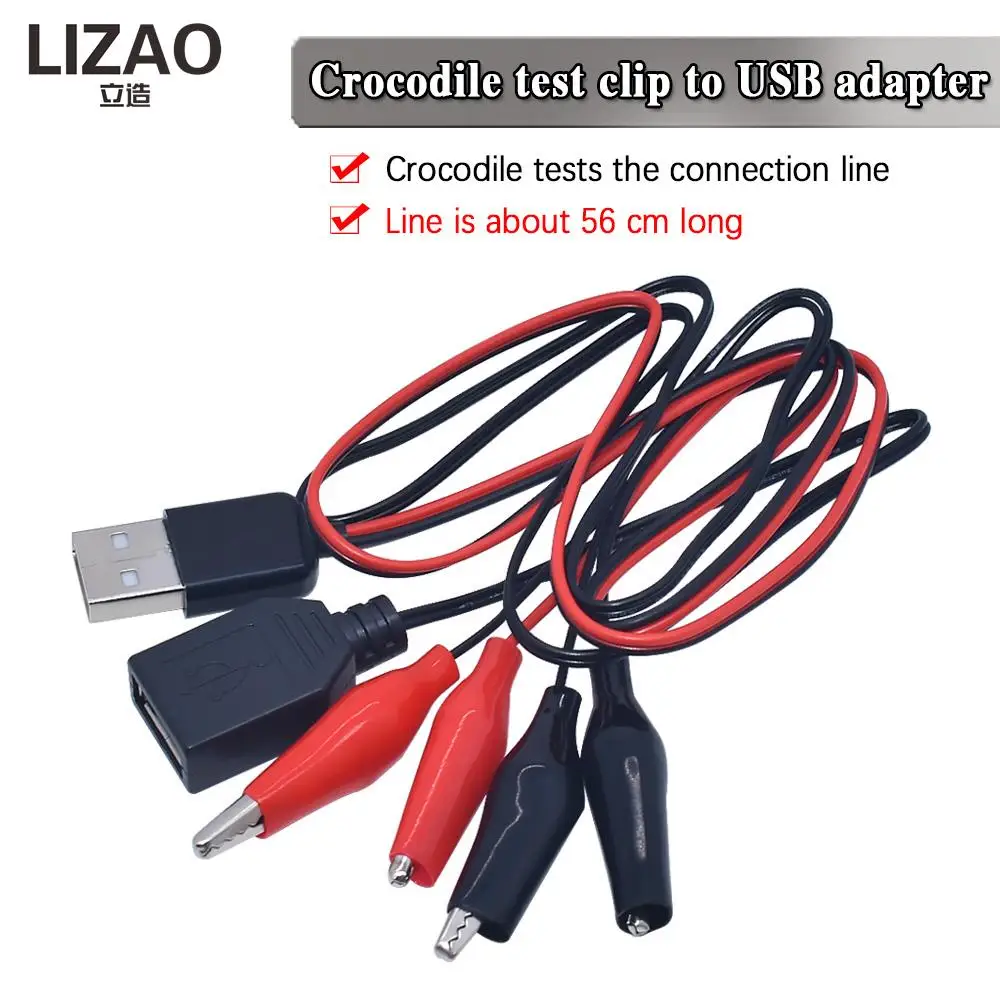 60cm Alligator Test Clips Clamp To Usb Male Female Connector Cable ...