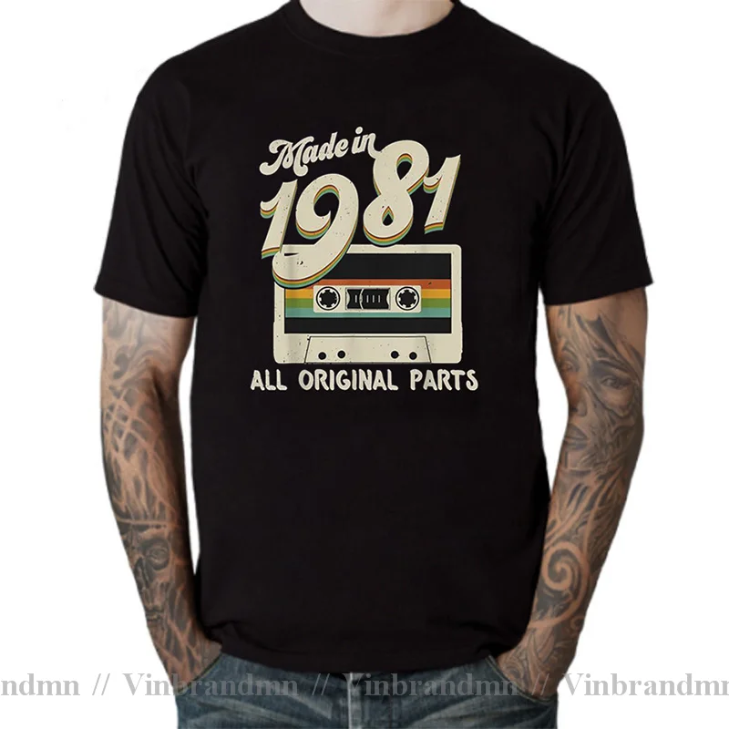 Vintage-Made-In-1981-Original-Parts-T-shirts-men-40-Years-Old-Birthday ...