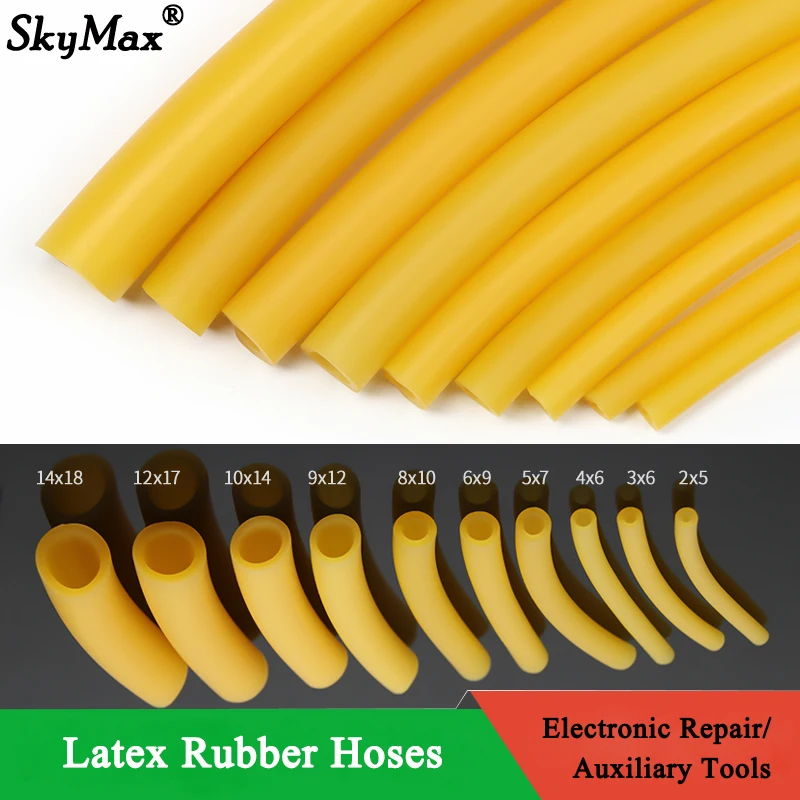 1~10m Nature Latex Rubber Hoses ID 1.6~18mm Yellow High Resilient Go ...