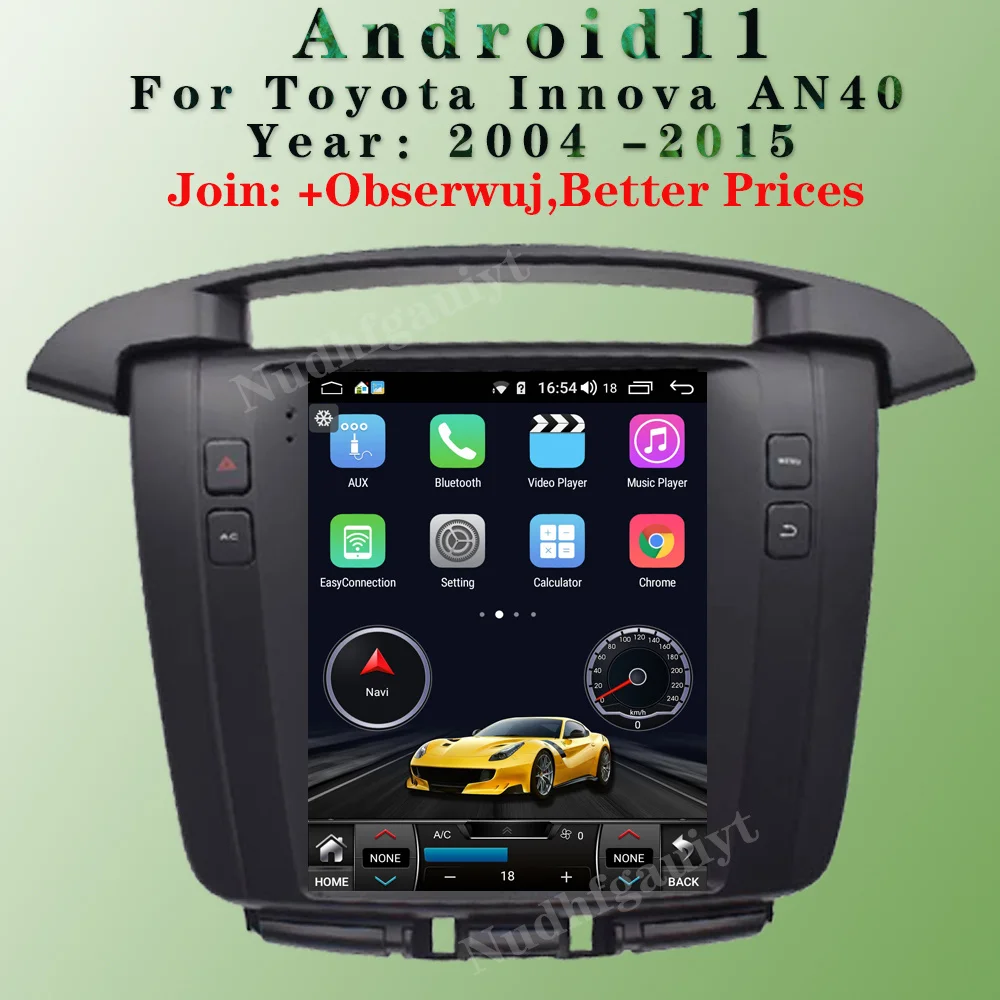 Tesla Style Android 11 Car Radio For Toyota Innova 2004-2015 Stereo Dvd ...