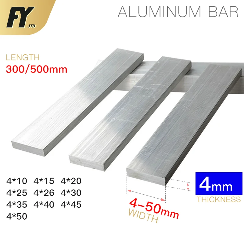 FUYI Aluminum bar 6061 thickness 4mm width 10-50 length 300 500mm ...