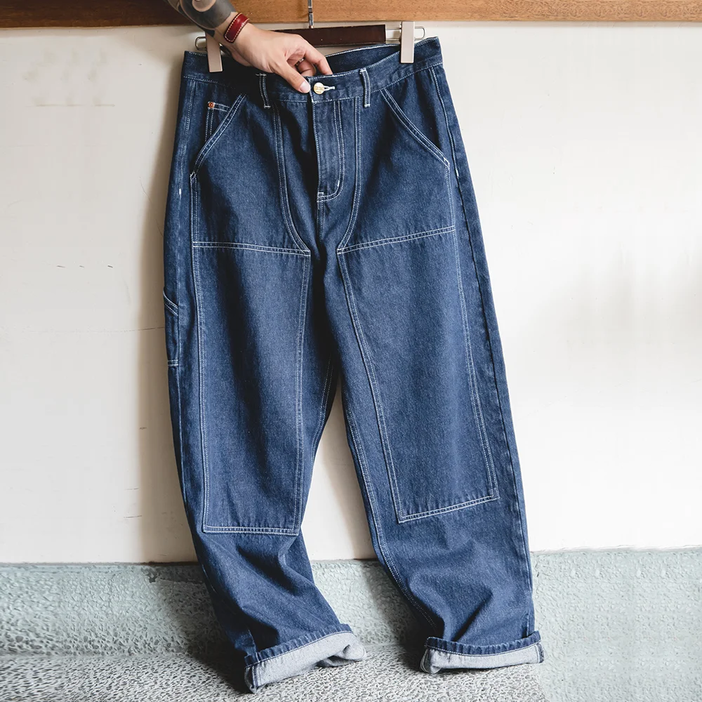 Maden-2024-Autumn-Vintage-Washed-Denim-Lumberjack-Pants-Men-s-Loose ...