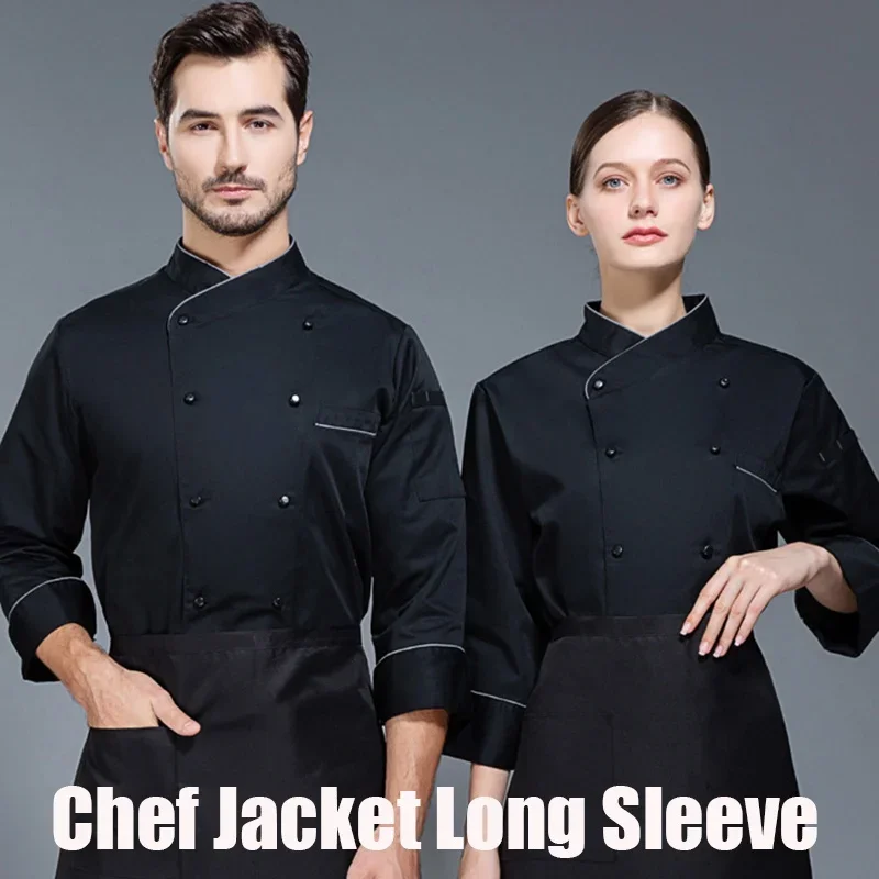 Classic-Chef-Jacket-for-Men-Women-Restaurant-Waiter-Waitress-Uniform-in ...