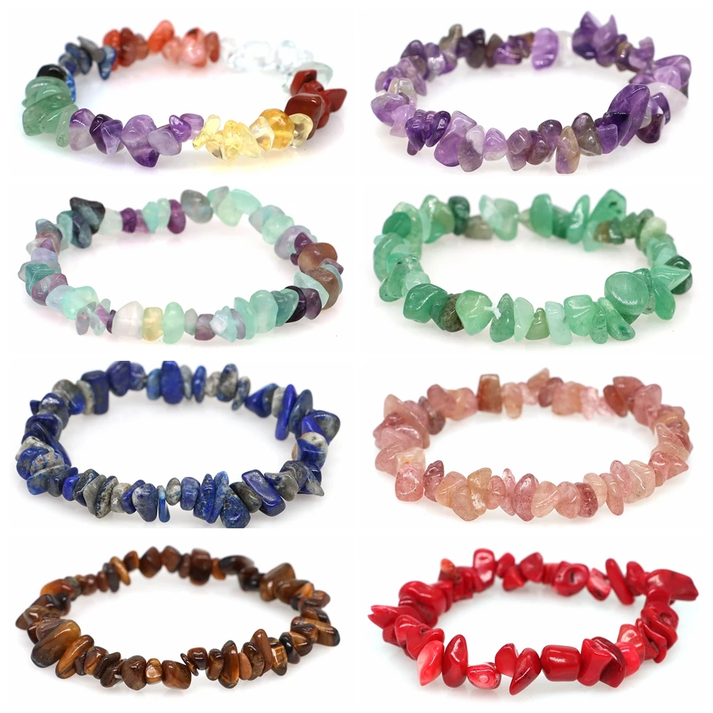Natural-Stone-Crystal-Bracelet-Irregular-Energy-Bead-Chip-Reiki-Healing ...