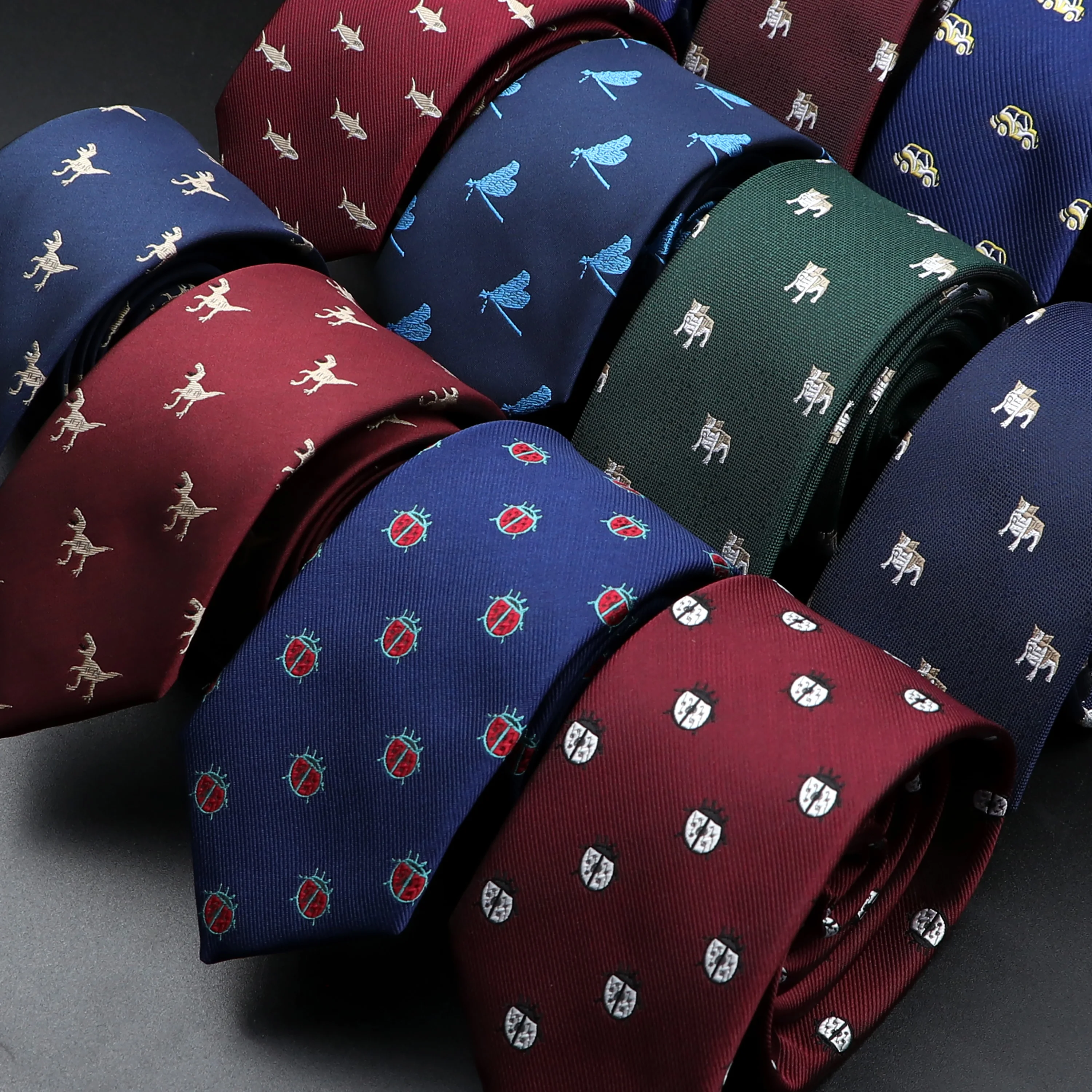 New-Design-Animal-Tie-For-Men-Polyester-Woven-Necktie-Ladybug-Dog ...