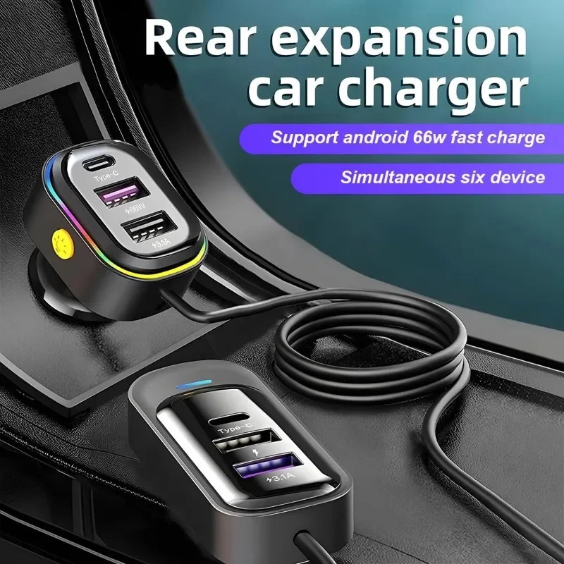 Front-and-Rear-Extension-Car-Charger-6-Ports-48W-USB-Type-C-Car-Charger ...