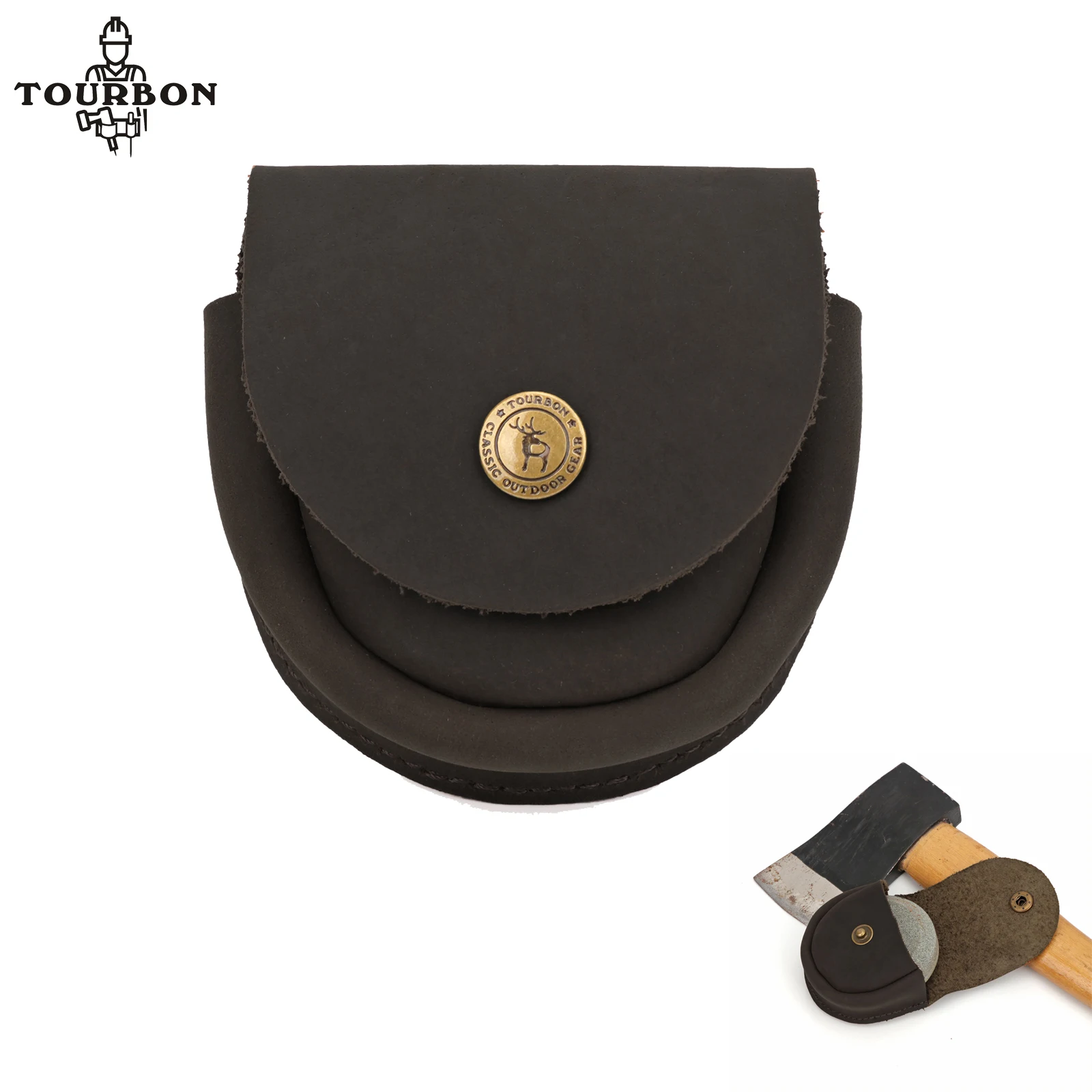 Tourbon Leather Round shaped Whetstone Storage Pouch Sharpener Tool ...