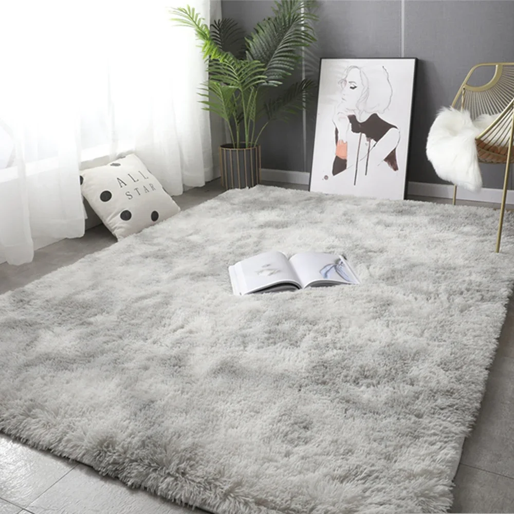 Grijs-Tapijt-Voor-Woonkamer-Pluche-Tapijt-Bed-Kamer-Vloer-Pluizige ...