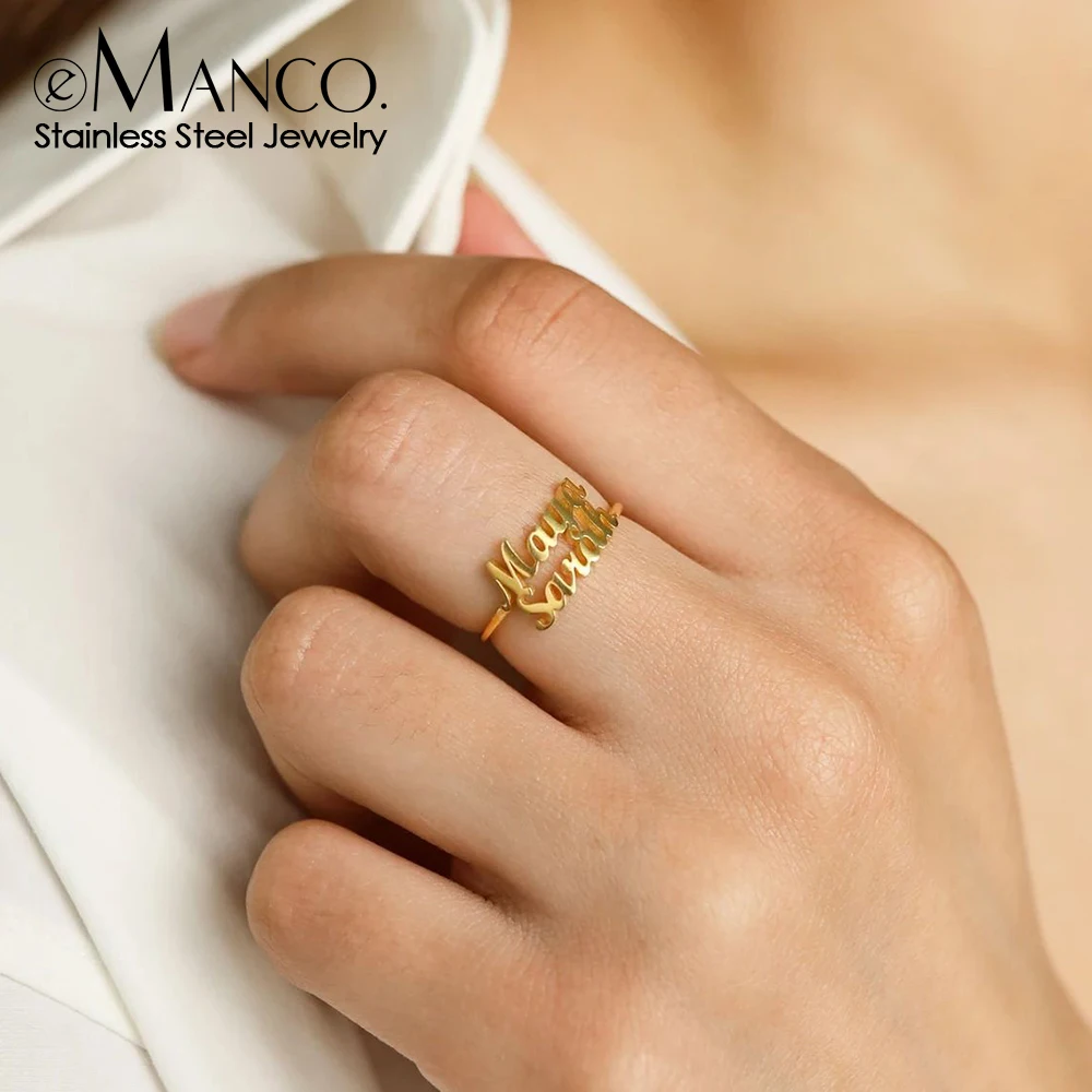eManco-Customized-Name-Ring-for-Women-Gold-Color-Personalized-Letter ...