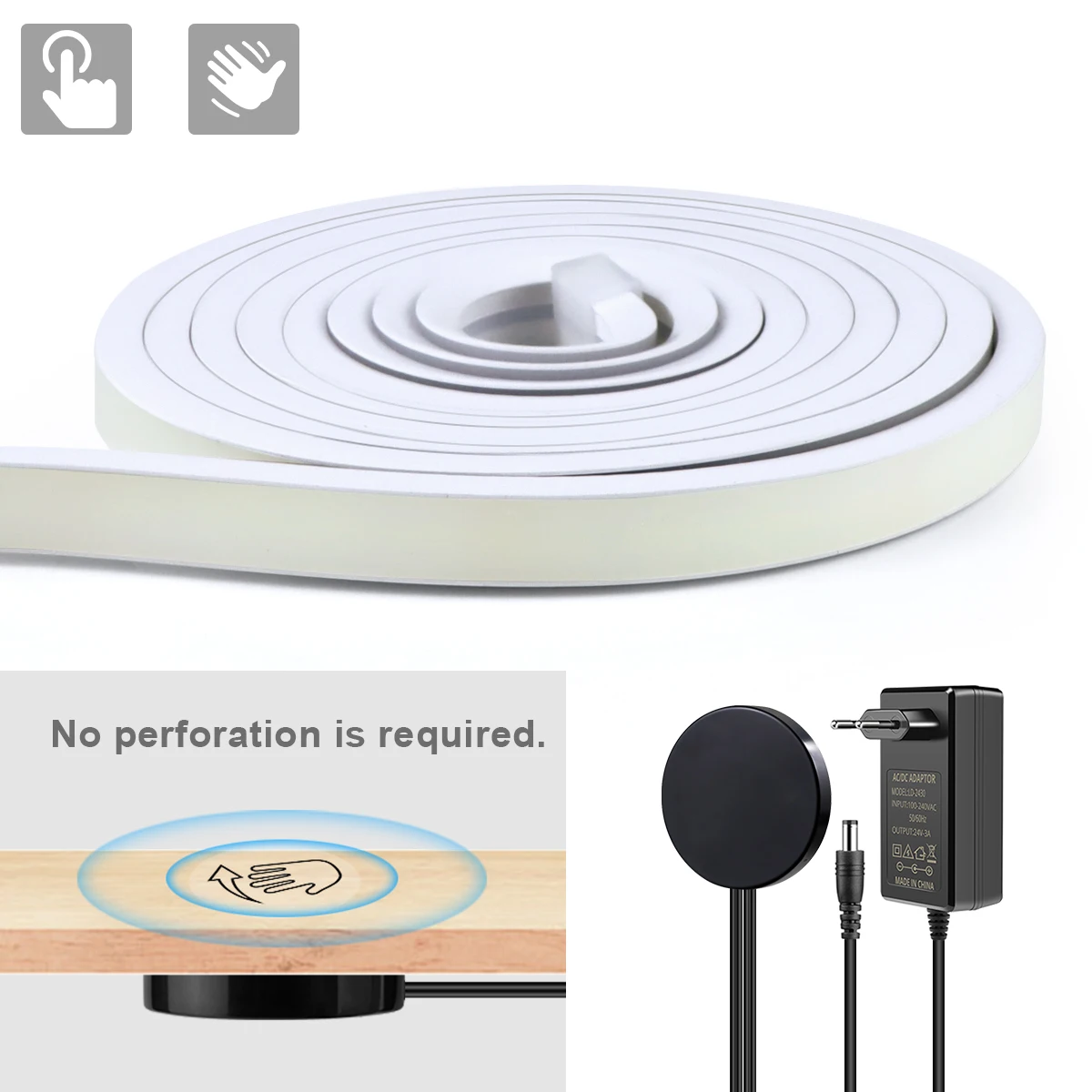 Hand-Scan-Induction-and-Touch-Dimming-Neon-COB-LED-Strip-Light-24V-5M ...