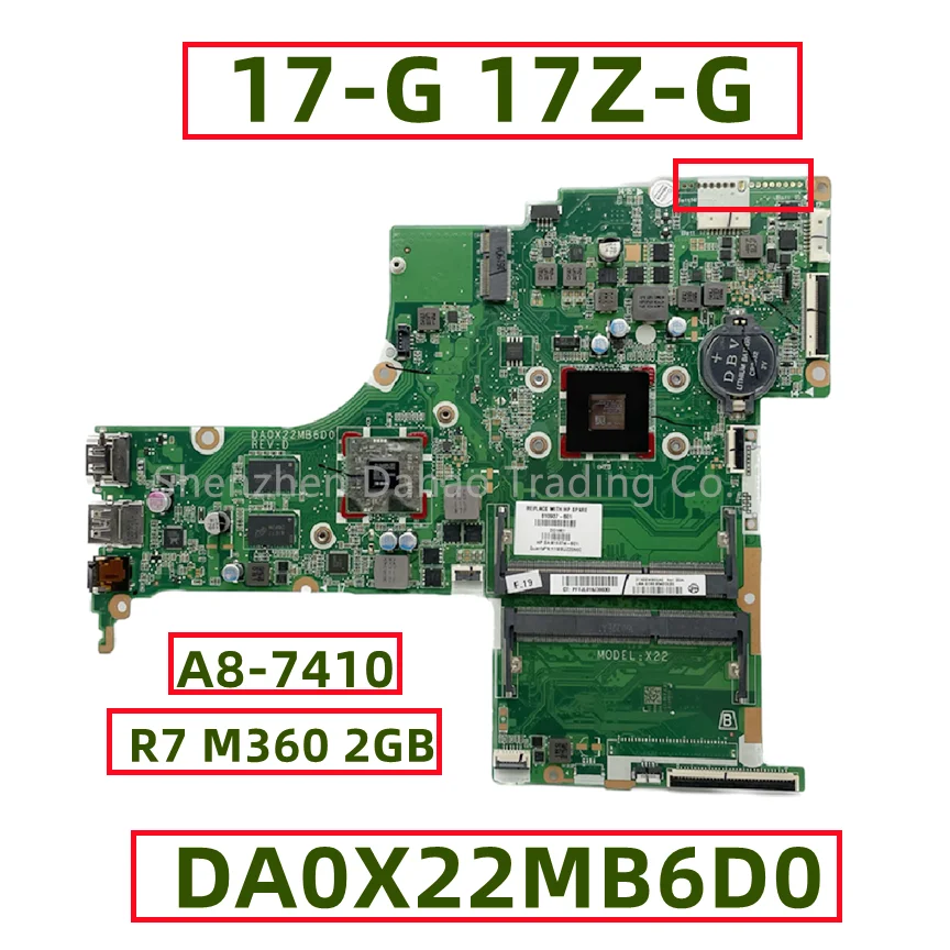 DA0X22MB6D0-For-HP-PAVILION-17-G-17Z-G-X22-Laptop-Motherboard-With-AMD ...