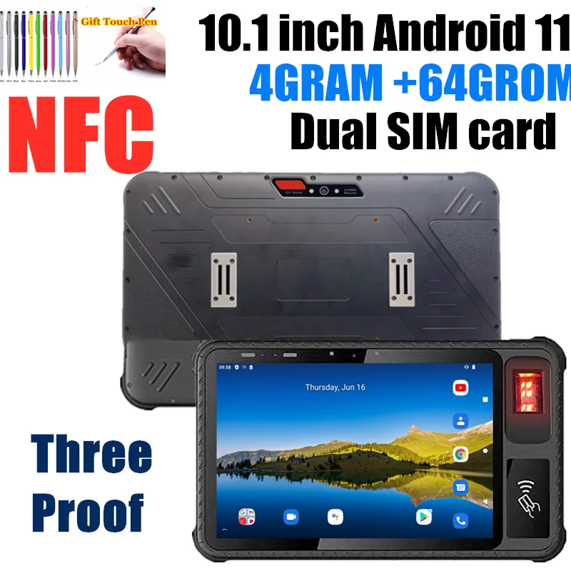4GRAM 64GROM 10.1 INCH T801 Android 11 Three Defense NFC Tablet 4G LTE ...
