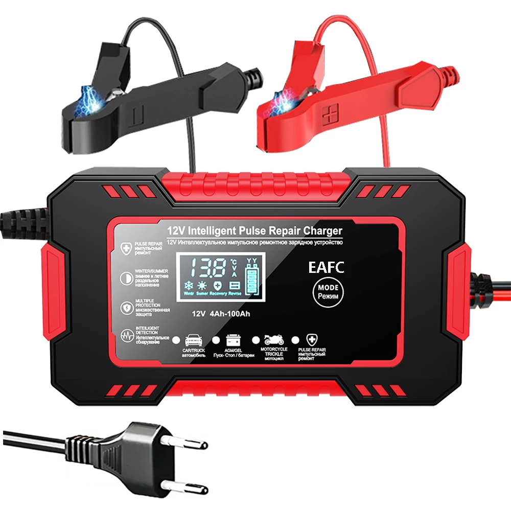 Car Battery Charger 12V 6A Pulse Repair LCD Display Smart Fast Charge ...