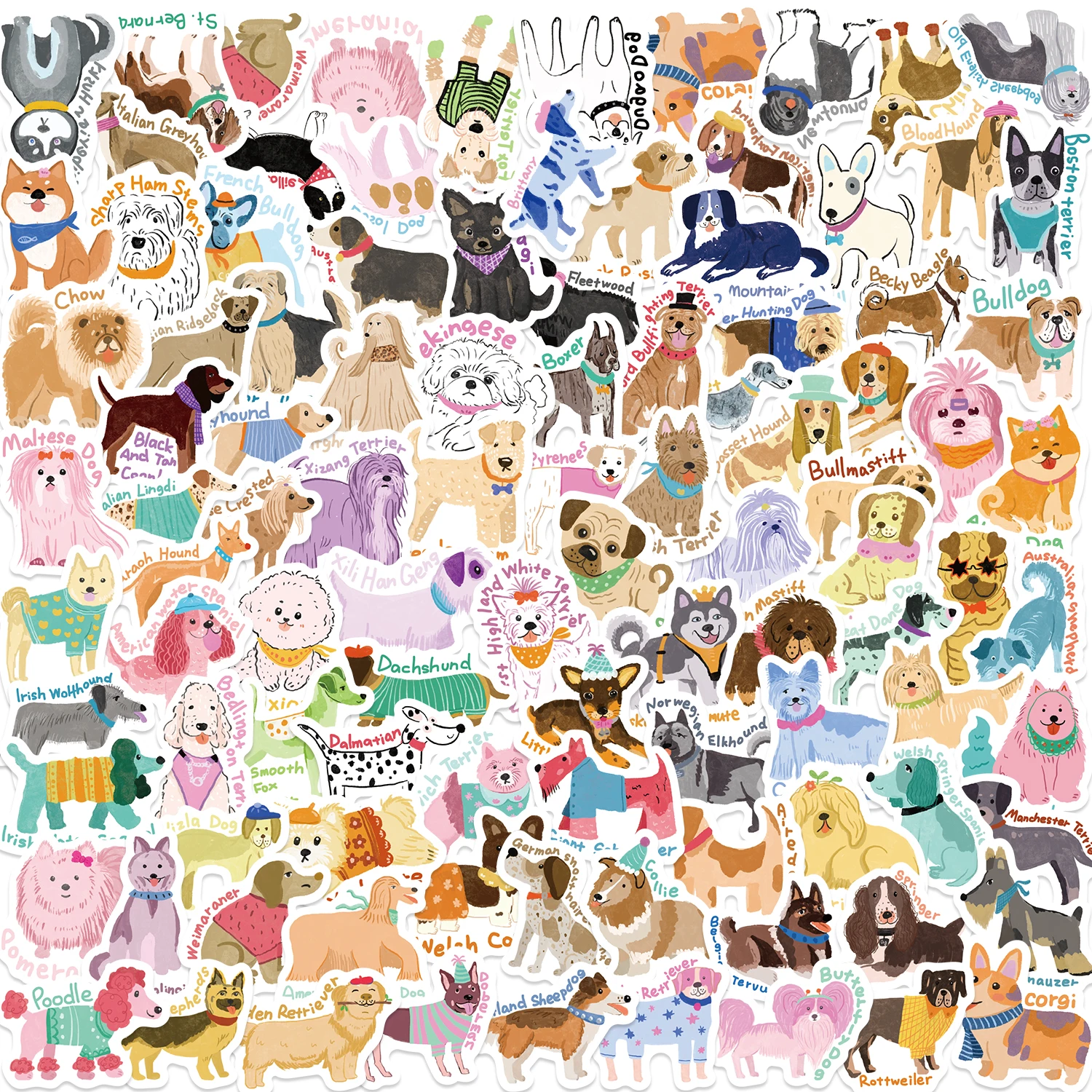 100pcs Cute Puppy Dogs Stationery Sticker for Student Real Shot ...
