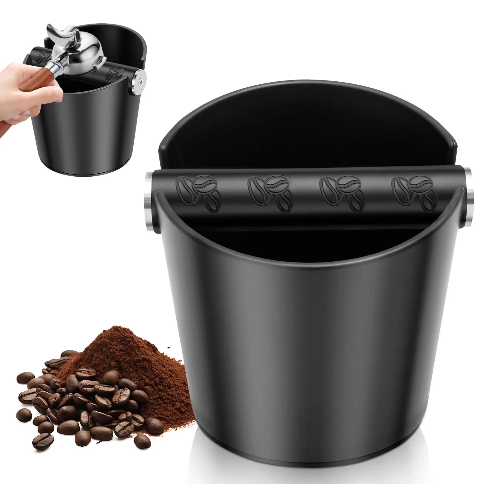 Black Coffee Knock Box Espresso Grounds Container Anti Slip Espresso ...