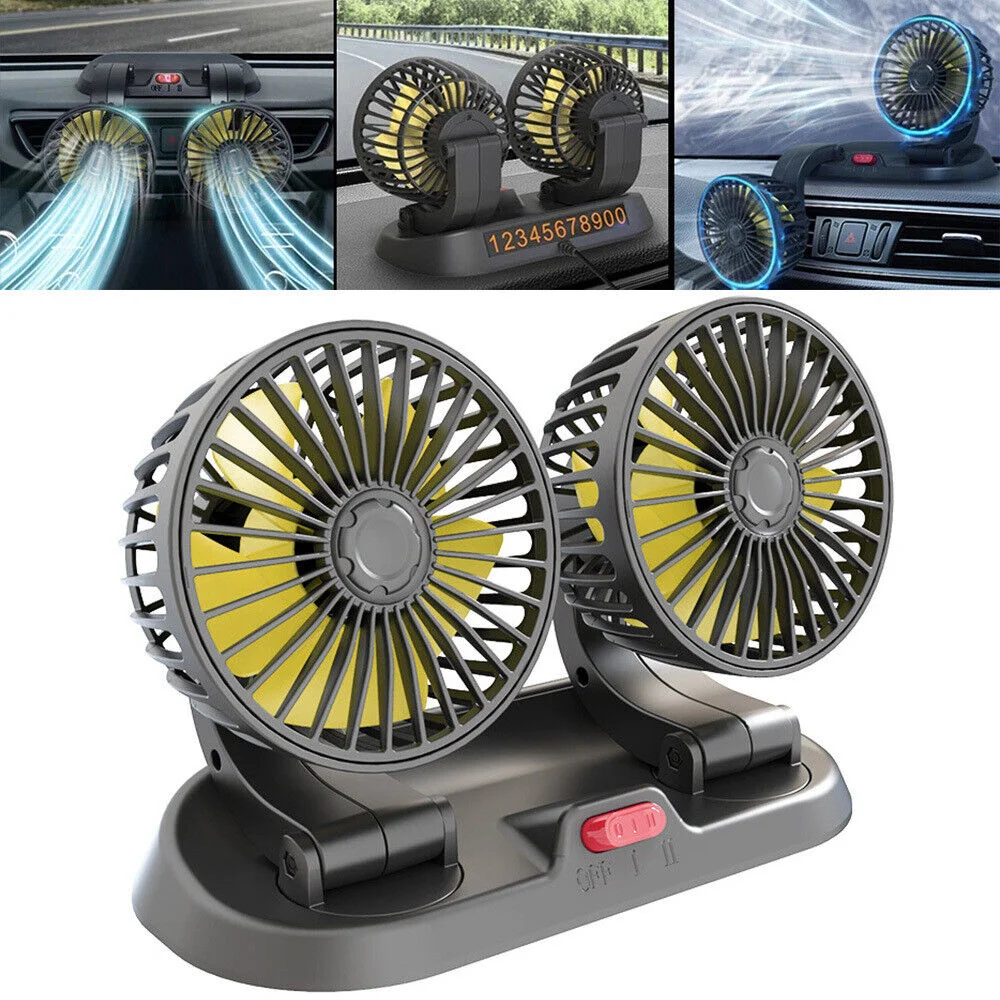 5V-12V-24V-Portable-Dual-Head-Car-Fan-360-Degree-Rotation-Car-Auto-Air ...