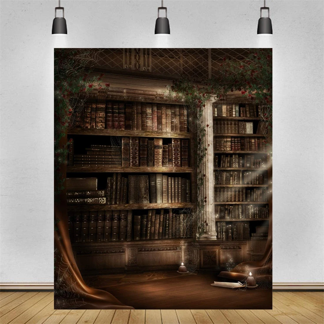 Spooky Ancient Room Library Photography Backdrop Gothic Candle ...