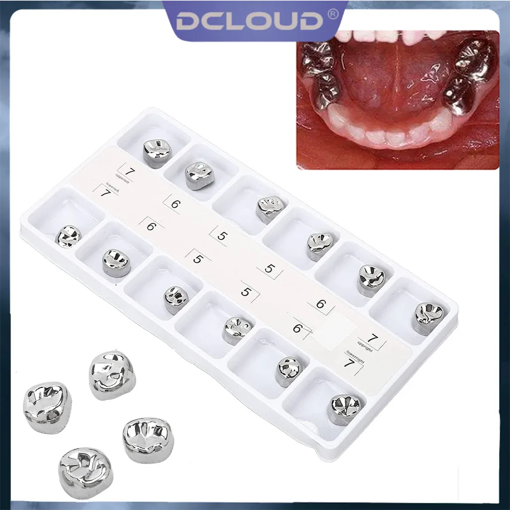 12Pcs-Box-Dental-Preformed-Metal-Crown-For-Adult-Kids-Stainless-Steel ...