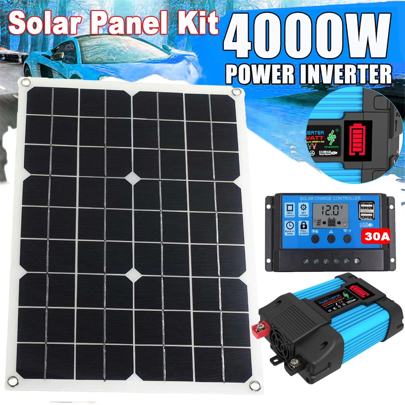300w Solar Power System Kit 12v To 110v/220v Modified Sine Wave Solar ...