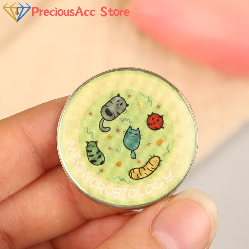 Meowcrobiology Enamel Pin Cat Microbiology Brooch Badge Jewelry Cute ...