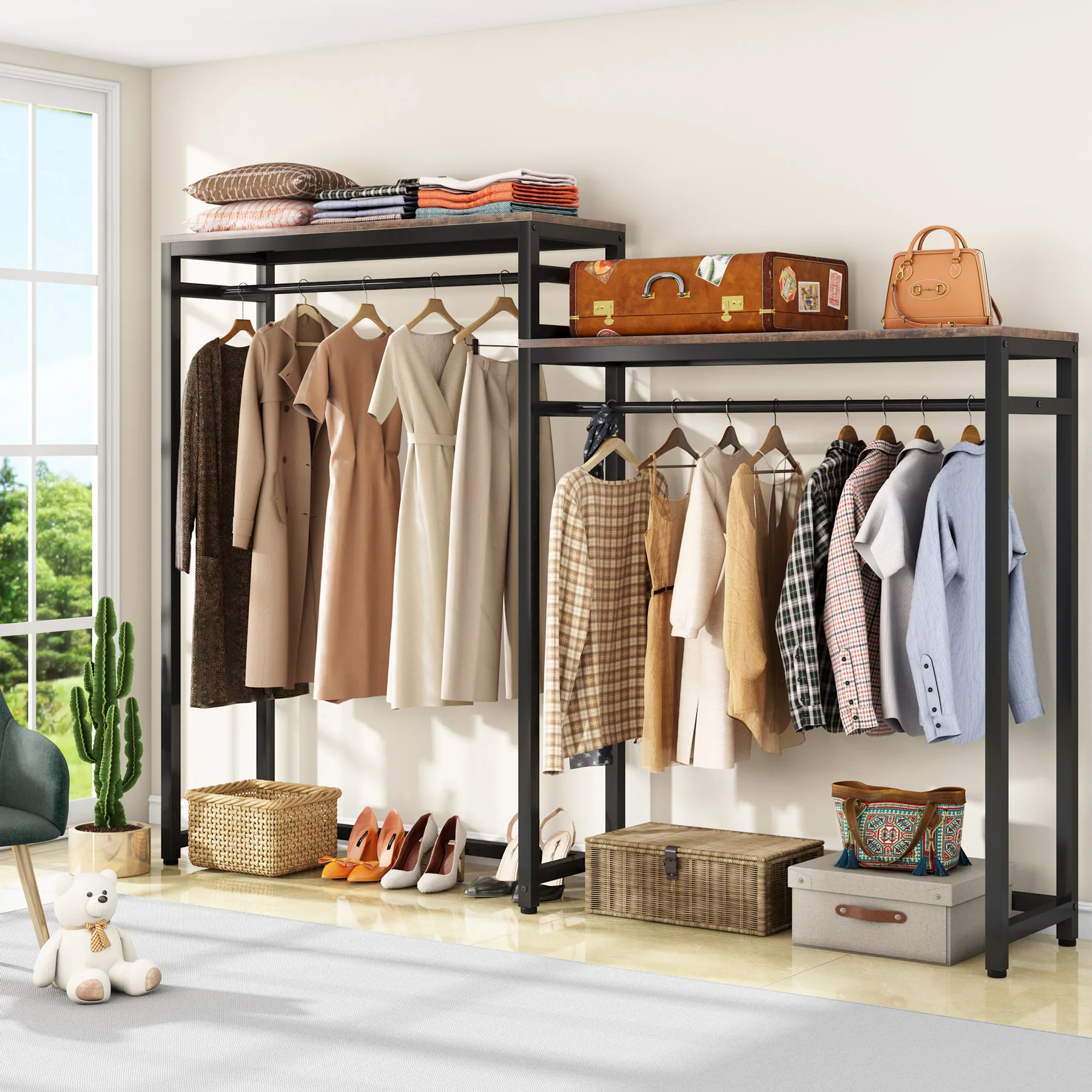 Tribesigns Free Standing Closet Organizer, Clothes Garment Racks with ...