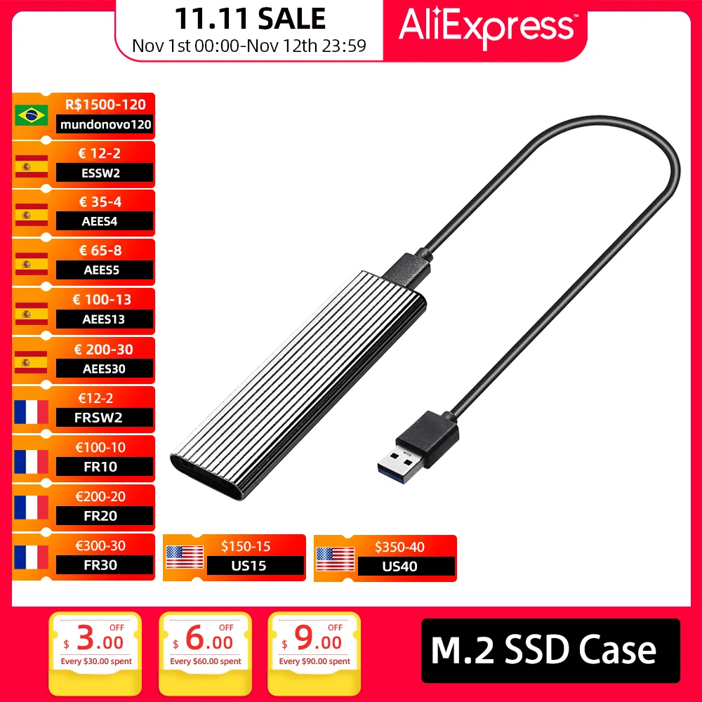 Dual Protocol M2 Nvme/Sata Ssd Case 10Gbps Hdd Box M.2 Nvme Ngff Ssd ...