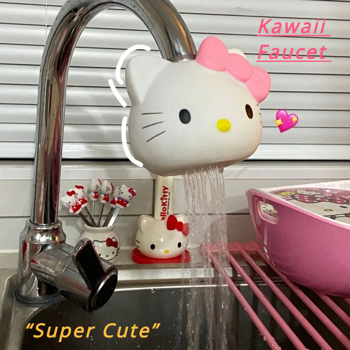 Creative-Hello-Kitty-Kitchen-Shower-Faucet-Kawaii-Splash-proof-Faucet ...