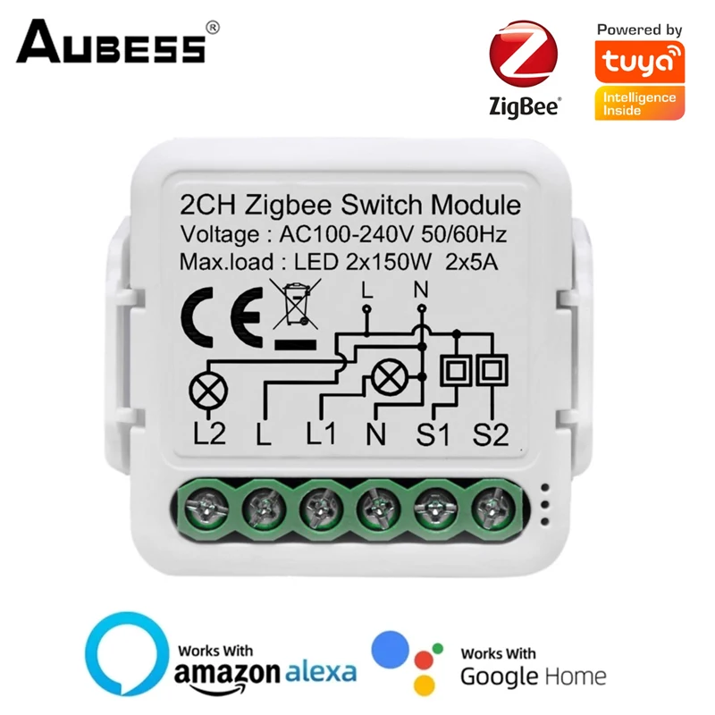 Aubess Tuya ZigBee Smart Switch Module Smart Home DIY Light Breaker ...