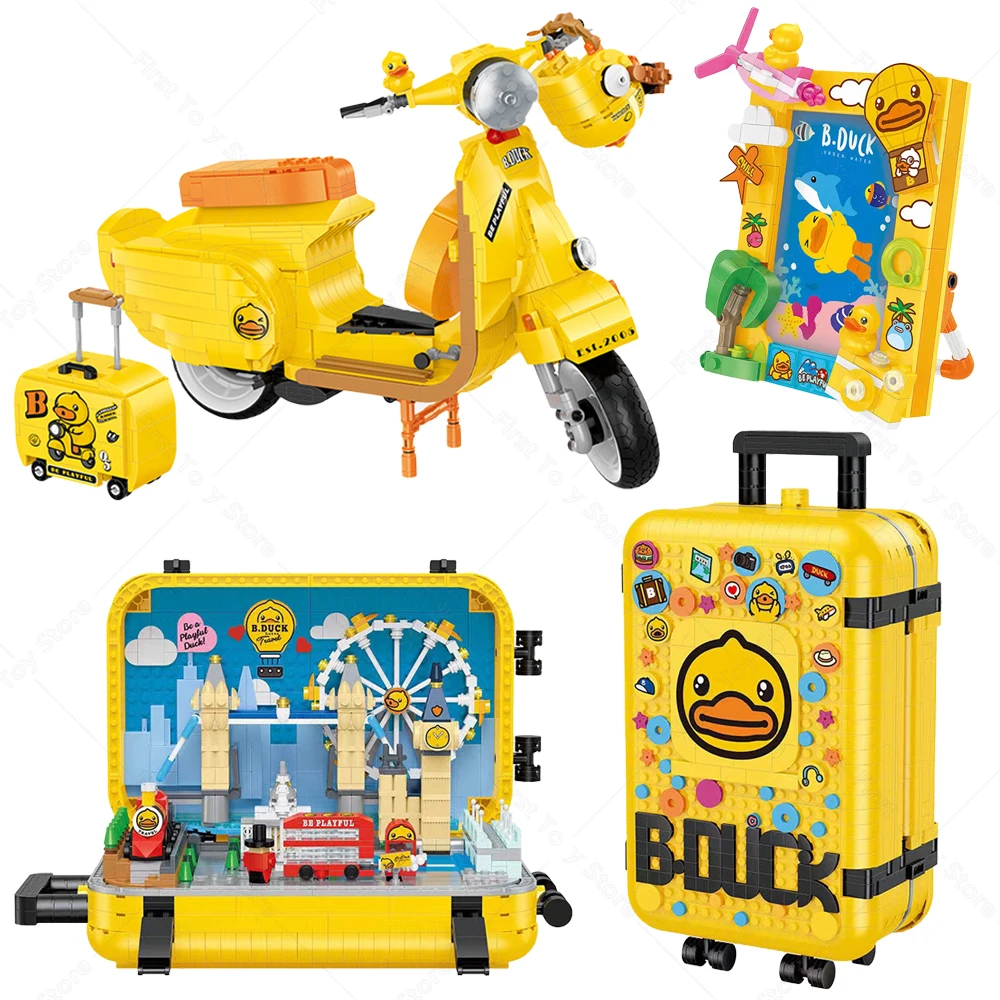 New-1499pcs-Little-Yellow-Duck-Suitcase-Mini-Size-Building-Blocks ...