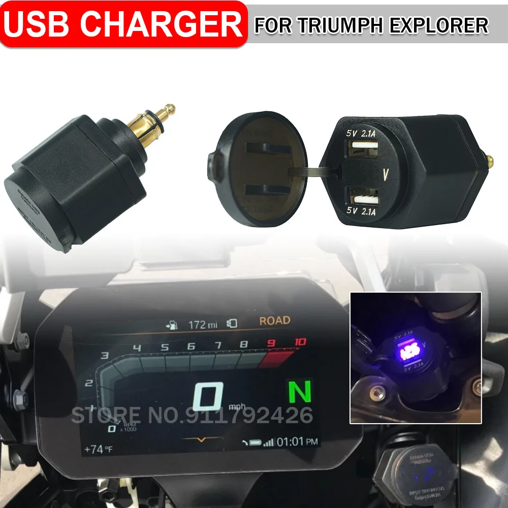 Carregador-USB-duplo-para-Triumph-Tiger-800-1200-explorer-ficha-DIN ...