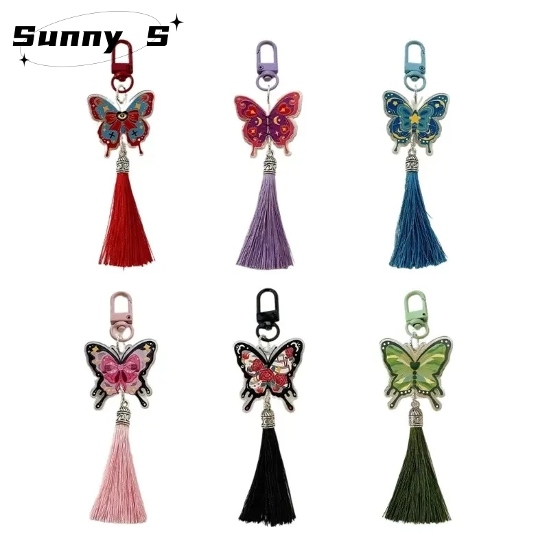 Fashion-Butterfly-Pendant-Keychain-With-Vintage-Tassels-Wallet-Backpack ...