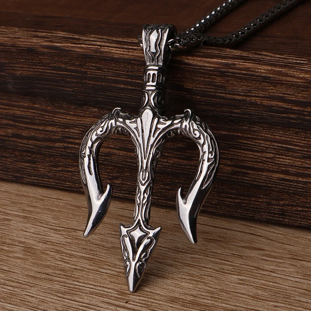Vintage Greek Mythology Poseidon Trident Necklace for Men Women Fashion ...