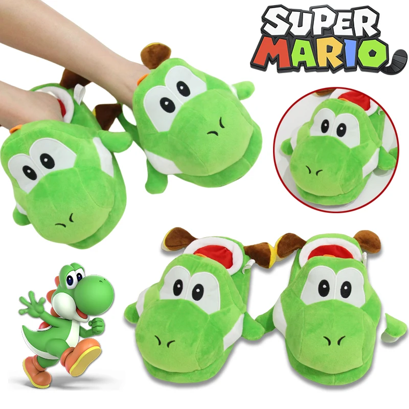 2023-Winter-Super-Mario-Cute-Yoshi-Plush-Slippers-Drogon-Cosplay-Warm ...