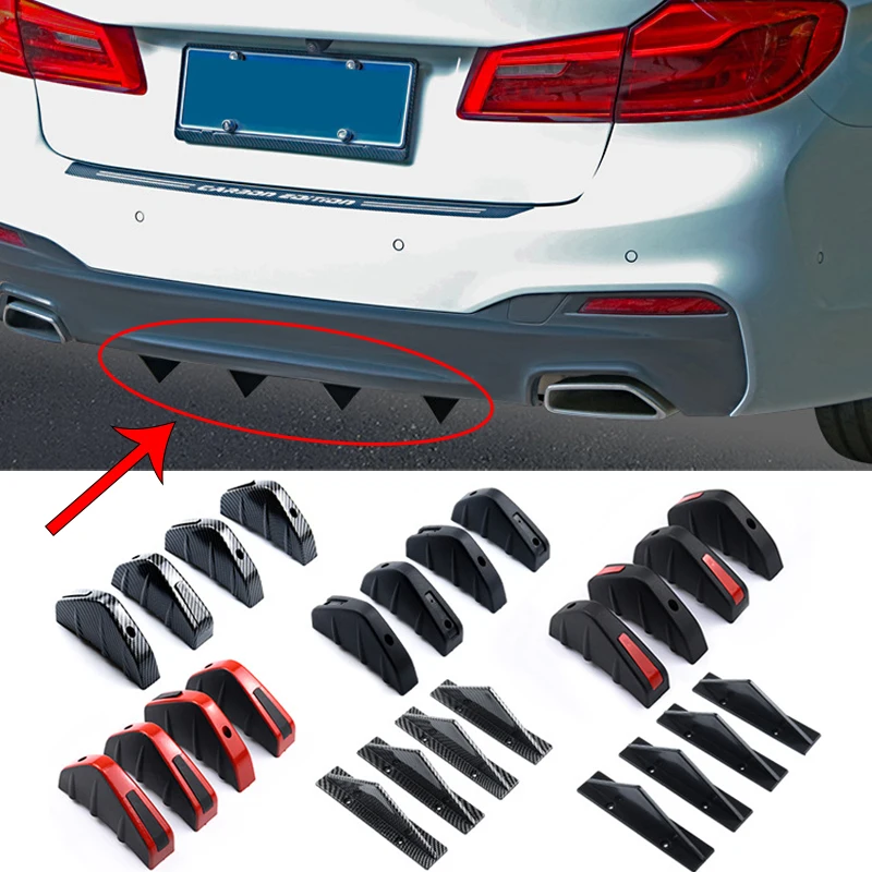 4-St-ck-Autos-poiler-rot-schwarz-Kohle-faser-muster-modifizierte ...
