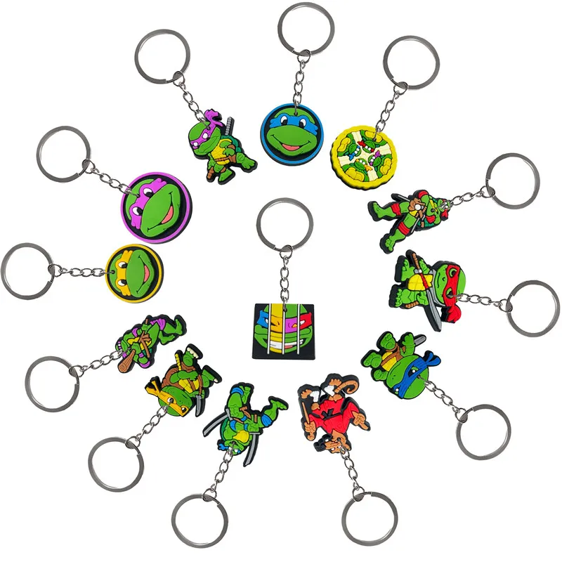 10pcs/lot Ninja Turtle KeyChain Schoolbag Pendant Decoration Key Holder ...